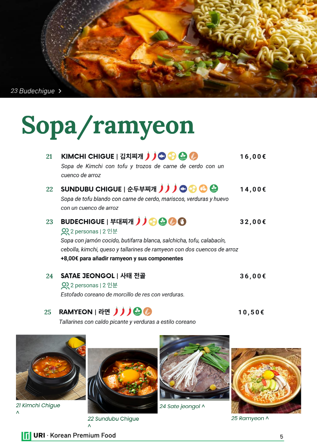 Carta – Restaurante URI